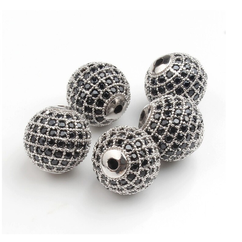 Lot of 5 CZ Beads CHOOSE COLOR Round Ball Brass Metal Micro - Etsy