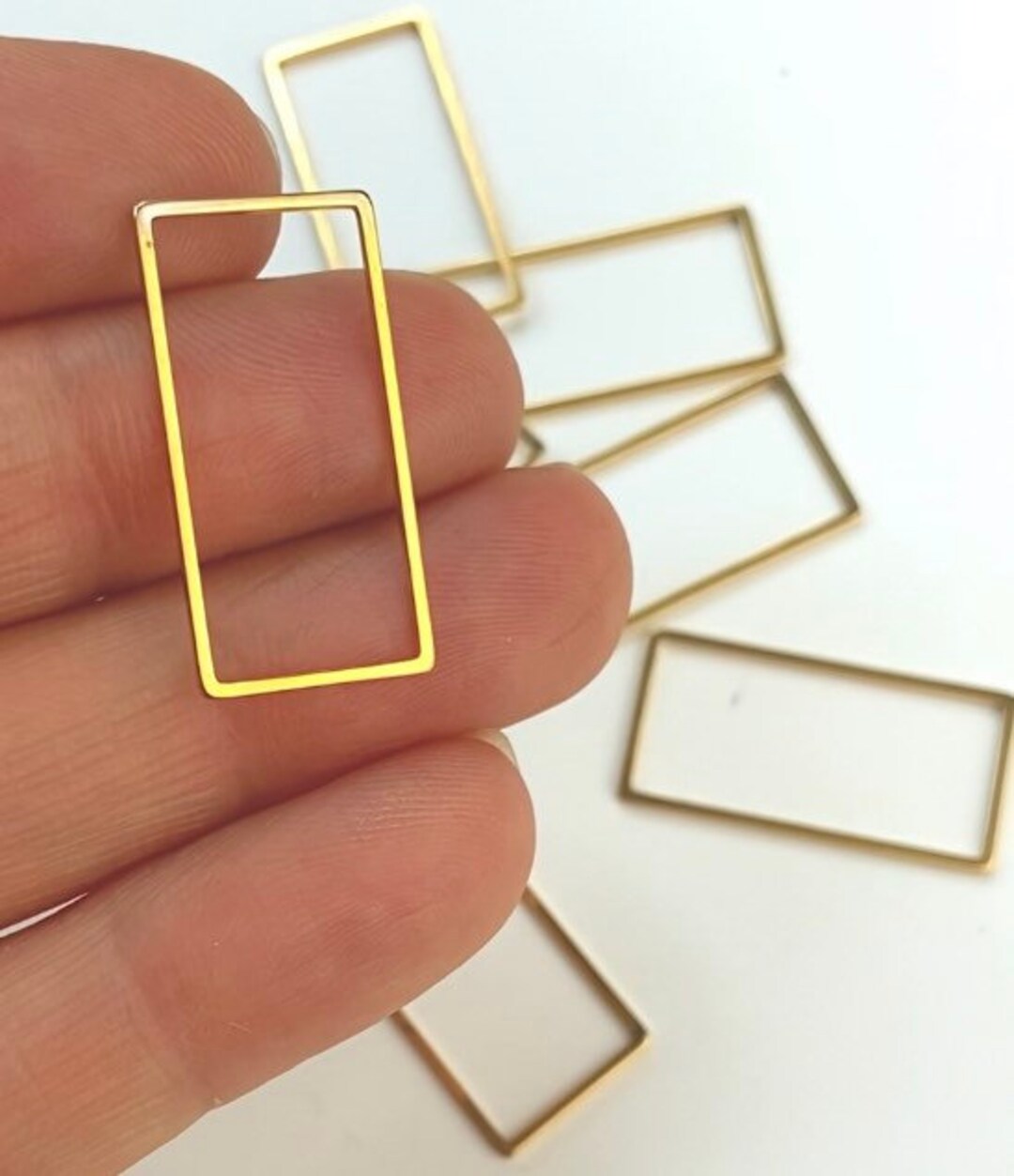 12 Stainless Steel Gold Hollow Rectangle Frame Frames Connector Links ...