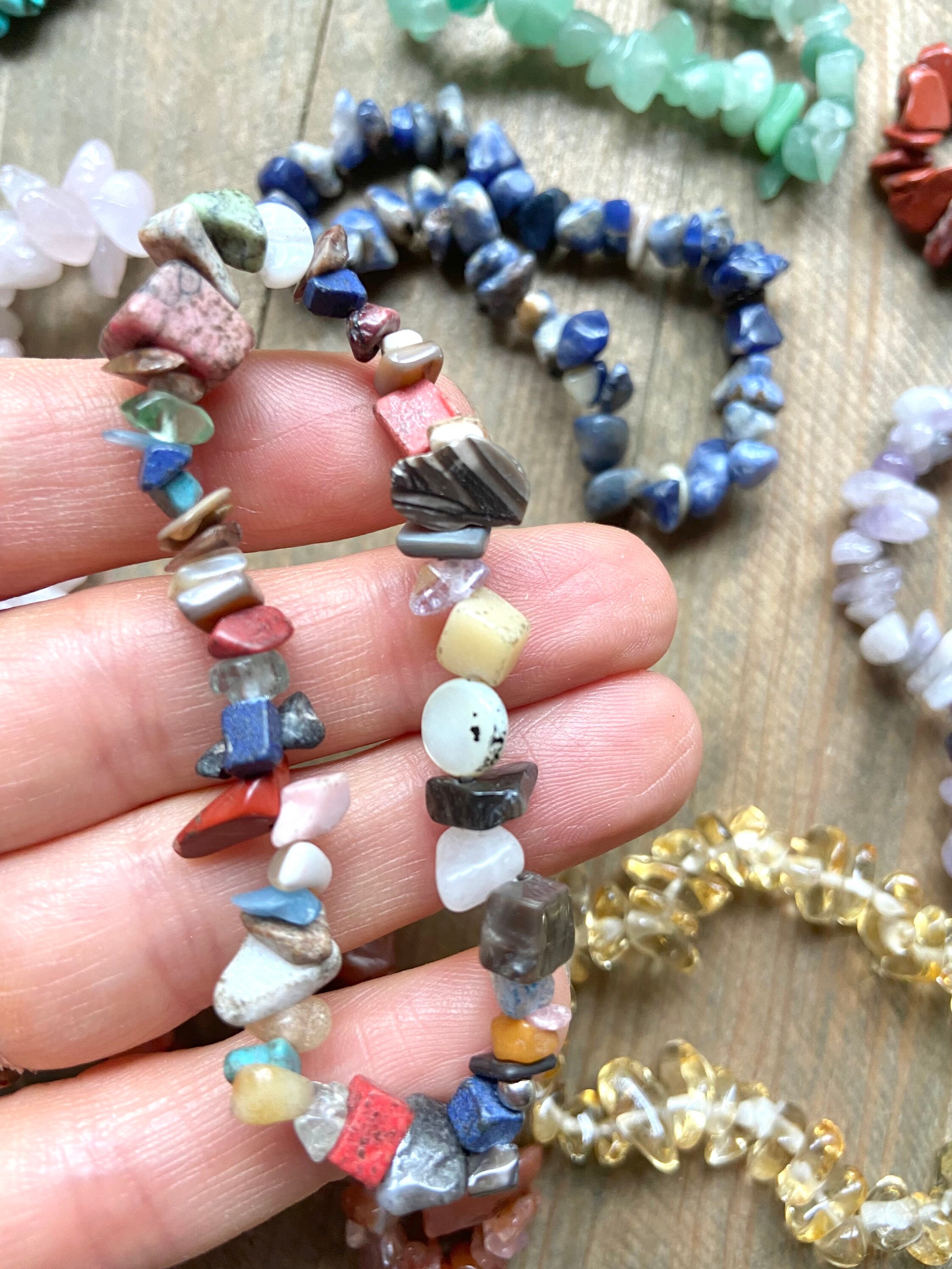 Set 10 Chip Nugget Irregular Shape Gemstone Beads Beaded Stretch ...