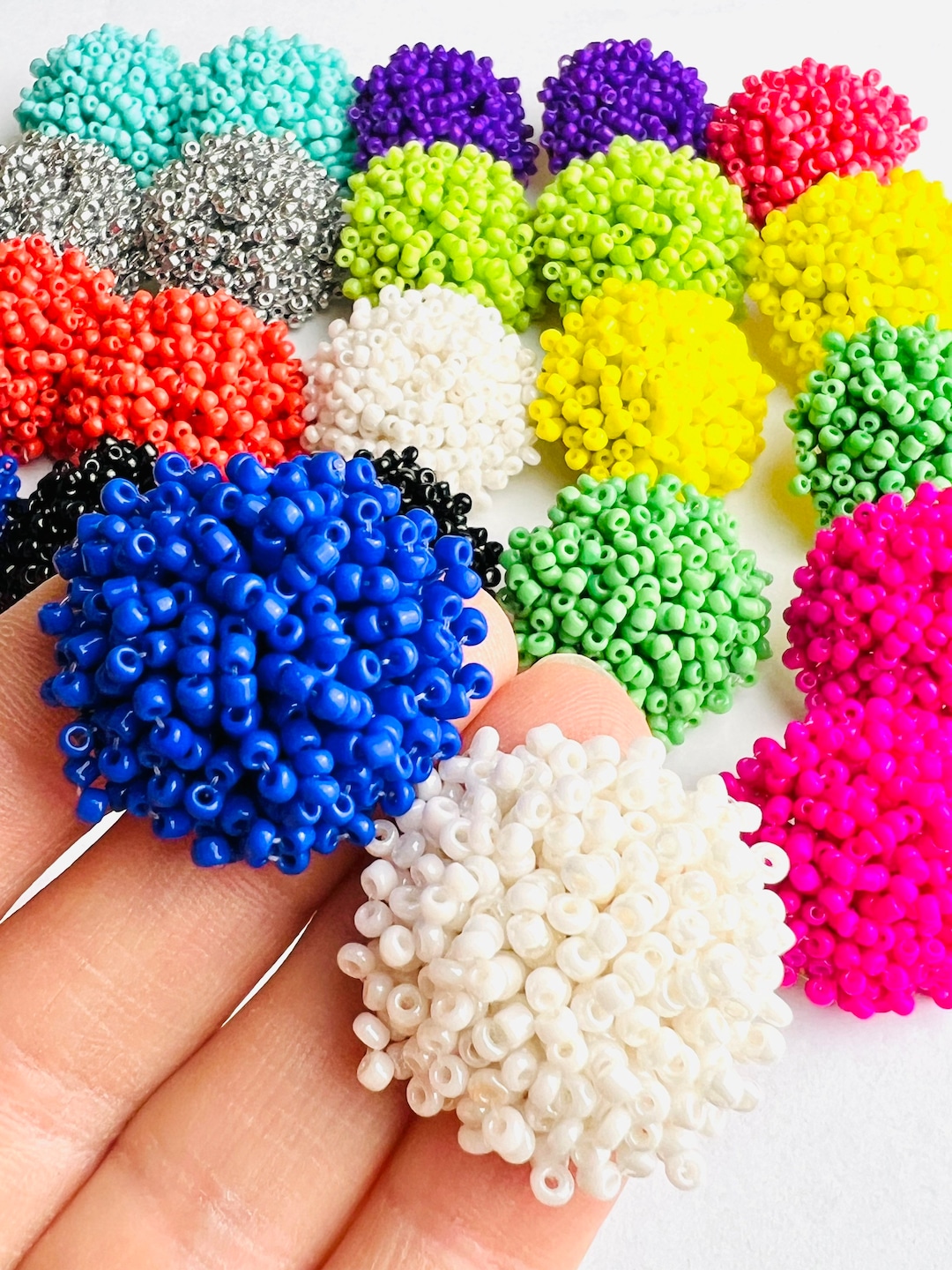 6pcs(3 Pairs) Lots of Colors! Bead Beaded Earring Toppers Large 28mm ...