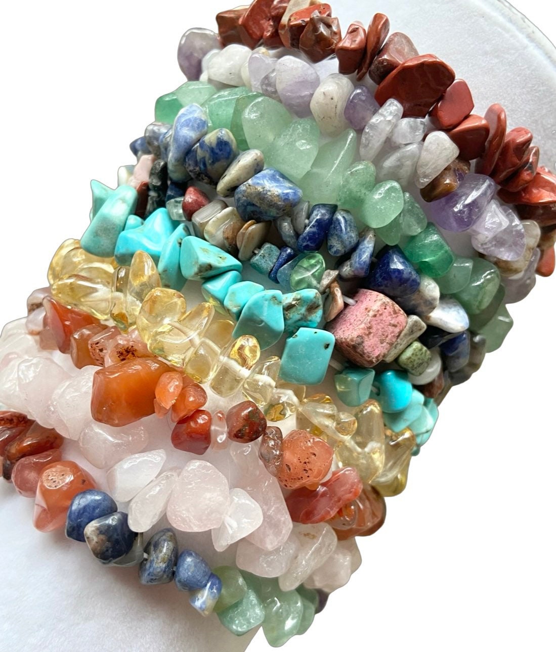 Set 10 Chip Nugget Irregular Shape Gemstone Beads Beaded Stretch ...