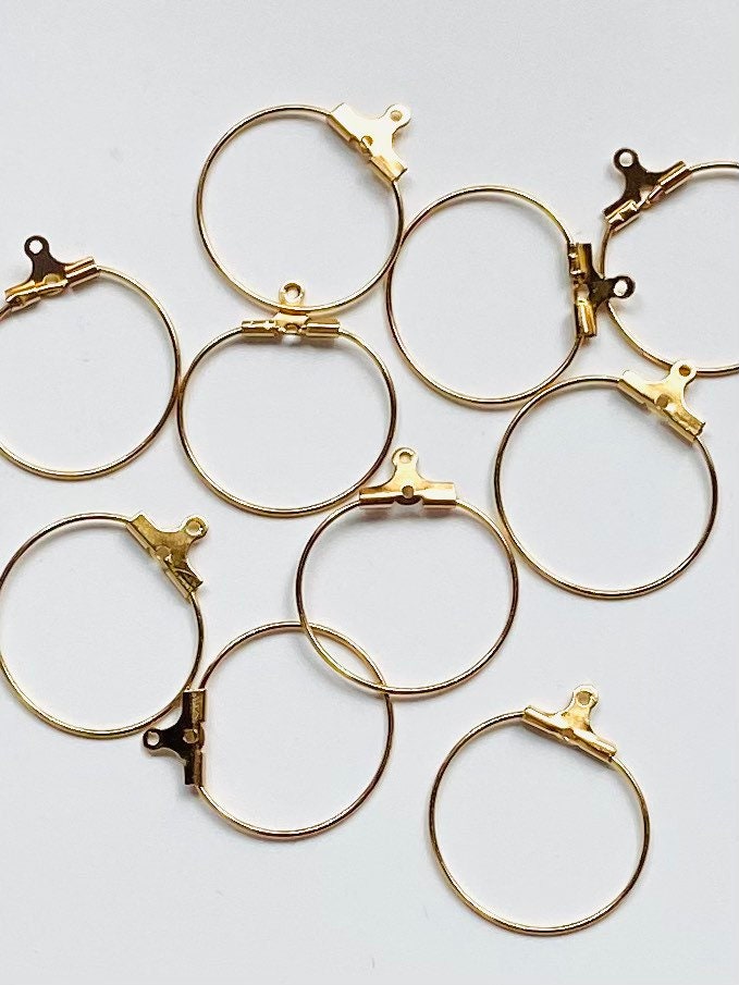 12pcs 18k Gold Stainless Steel Earrings Ear Wires Findings Beads ...