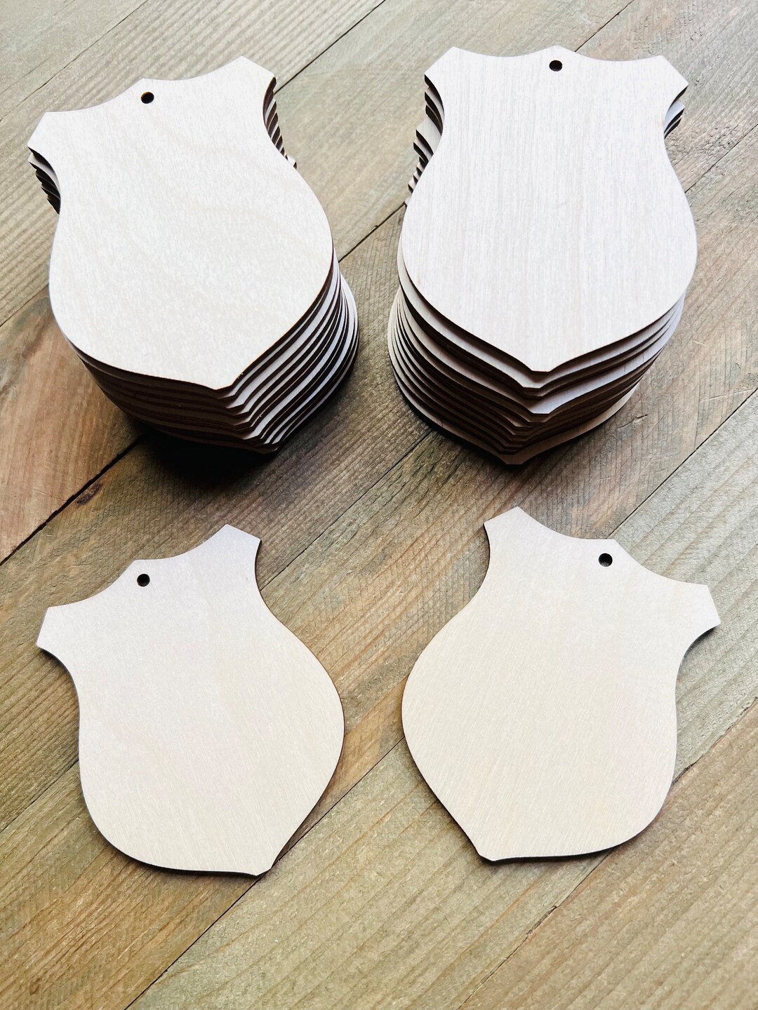 Clearance 24 Pieces 3 Wood Police Badge Unfinished Wooden Cutout Crafts ...