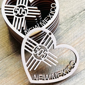 Unfinished Wood 505 Heart Zia New Mexico State Sun Symbol Cross Hanging ...