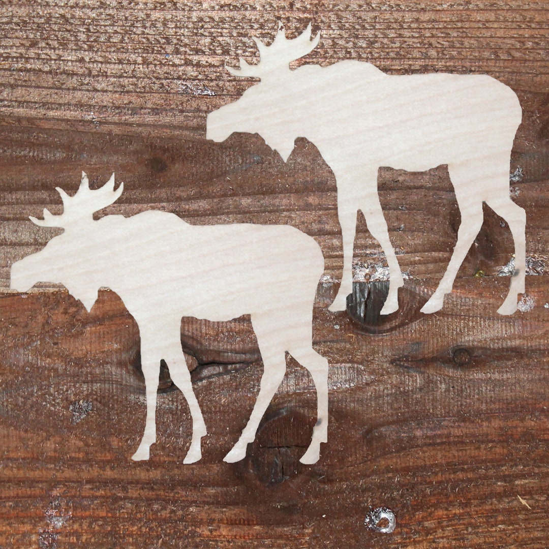 SET of 2 Moose Unfinished Wood Cutout Cut Out Shapes Ready to Paint ...