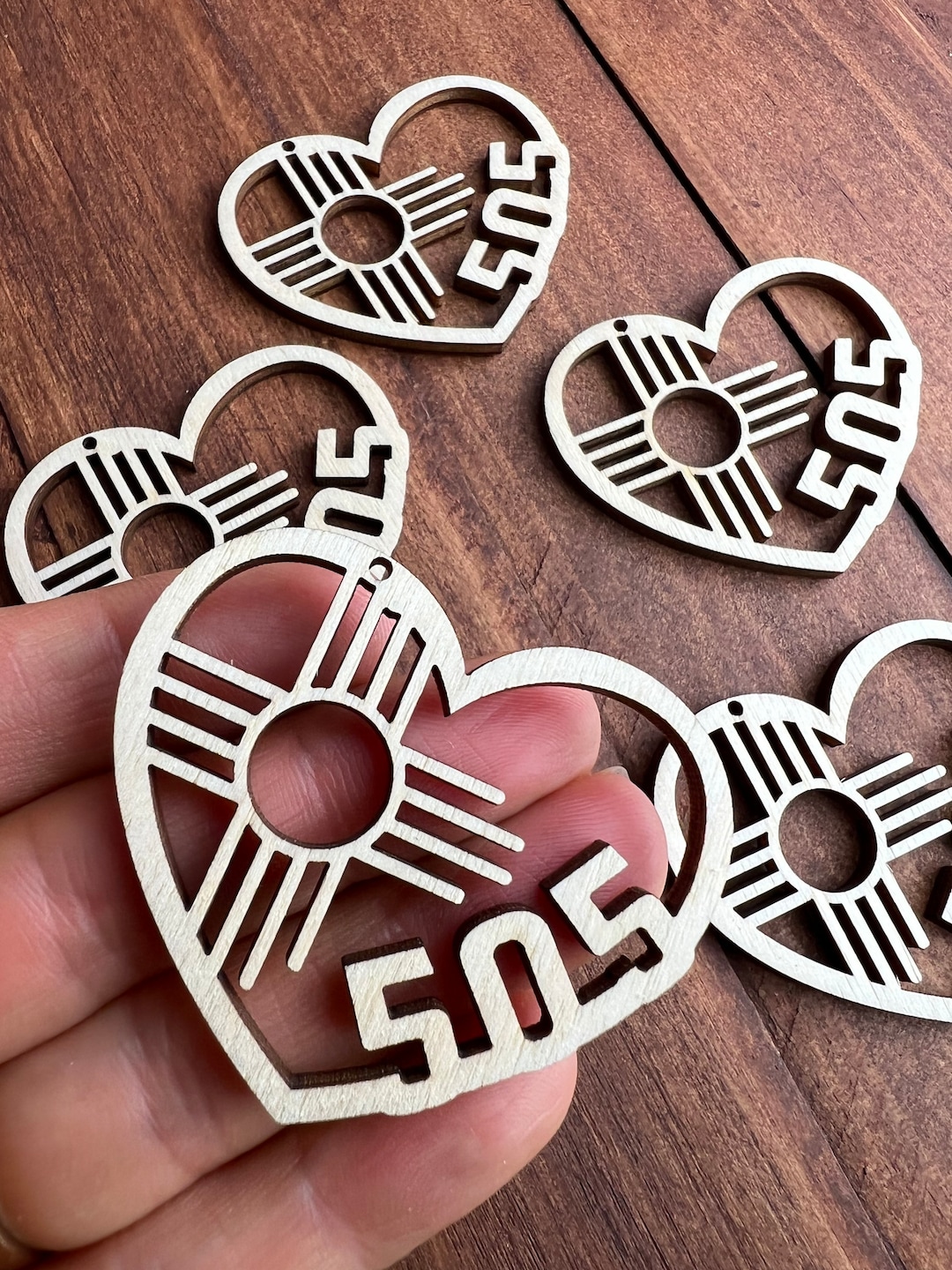 12pc to 24pc Unfinished Wood Heart 505 Zia Sign New Mexico Sun Symbol ...