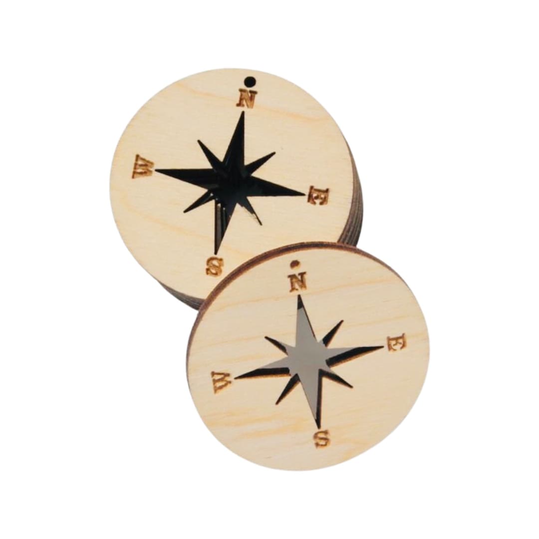 Bulk Unfinished Wood Compass Star Cutout, Jewelry Blanks (made in Texas ...