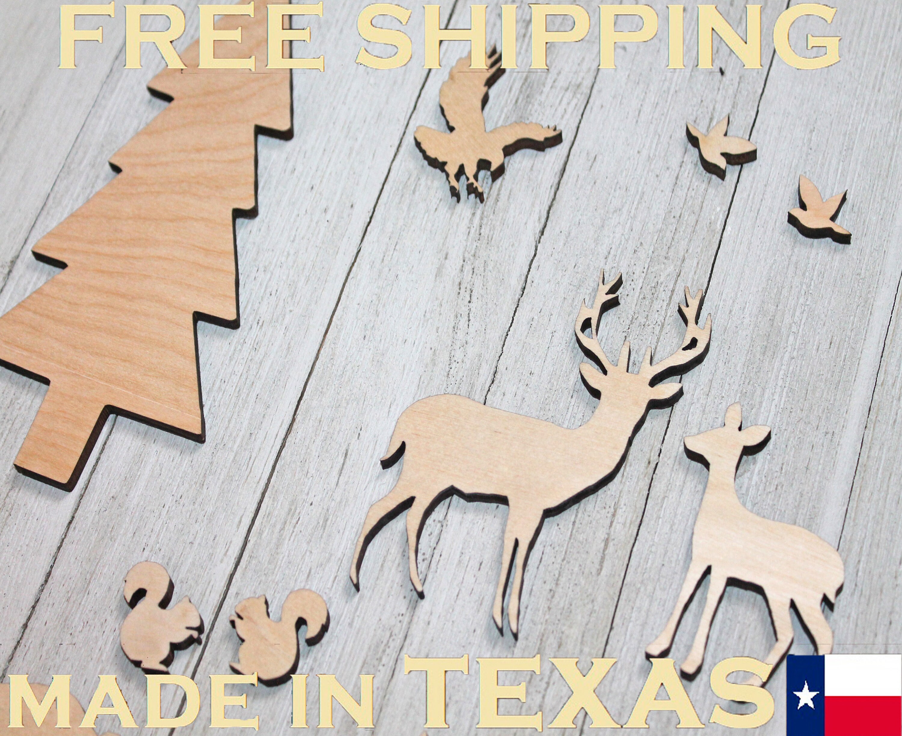 17-Pack Birch Plywood Forest Creatures Bear, Deer,Squirrel,Rabbit,Pine ...