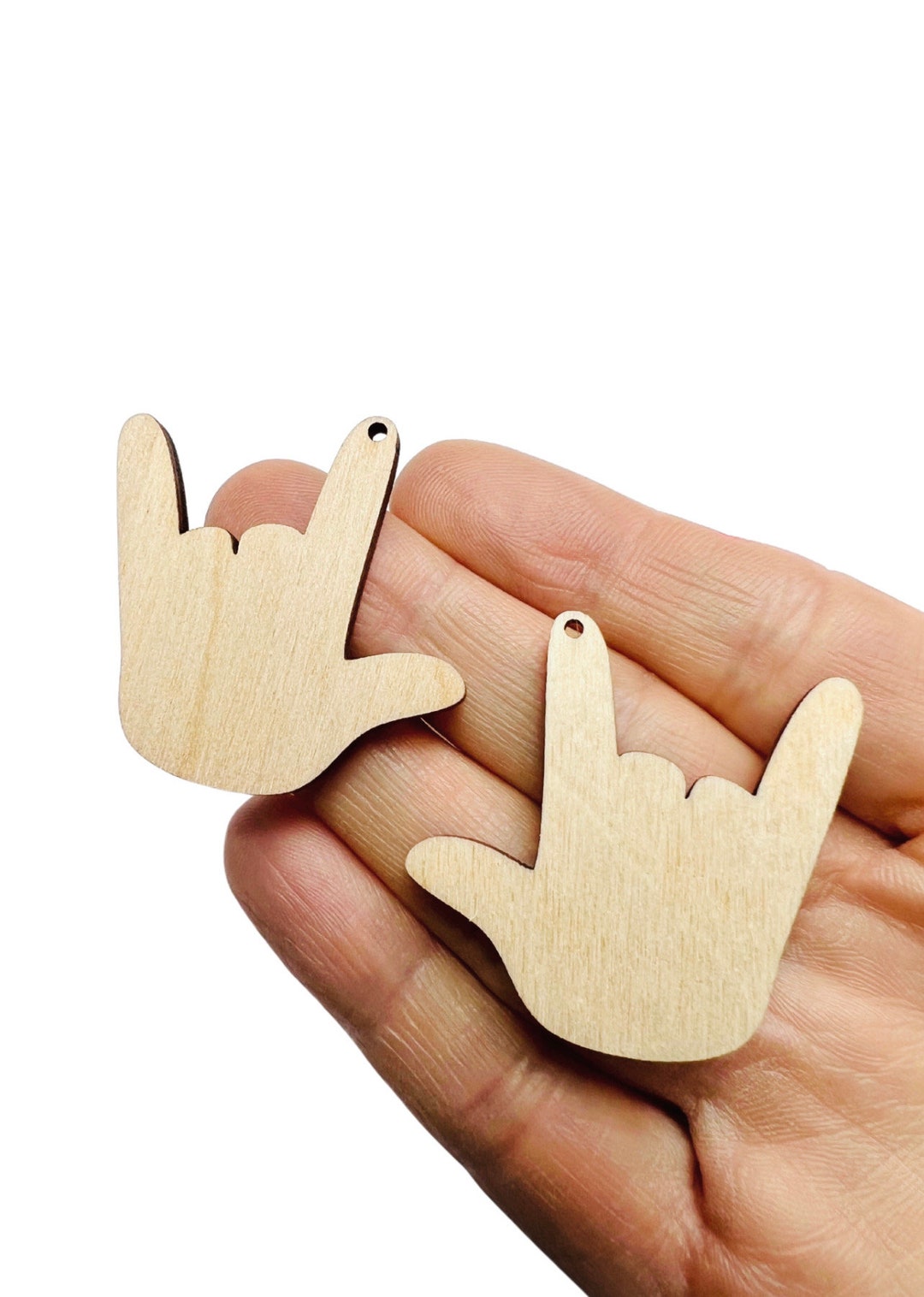 I Love You Hand Symbol Sign Language Unfinished Wood Earrings Cutout ...
