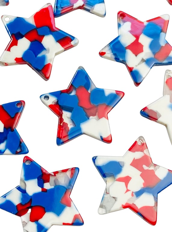 6 Acrylic 1 or 1.25 Star Stars White Blue Patriotic American - Etsy