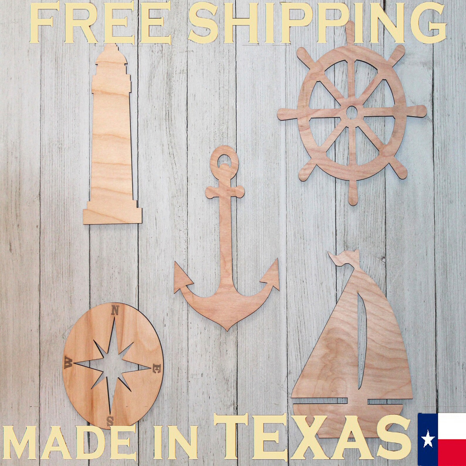 Nautical Shapes Unfinished Wood Cutout Cut Out Shapes Crafts - Etsy