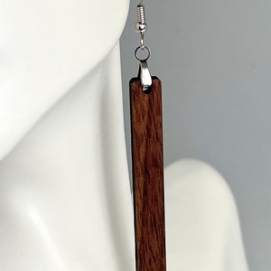 Handmade Walnut Wood Wooden Bar Rectangle Matchstick Earrings Pair - Etsy