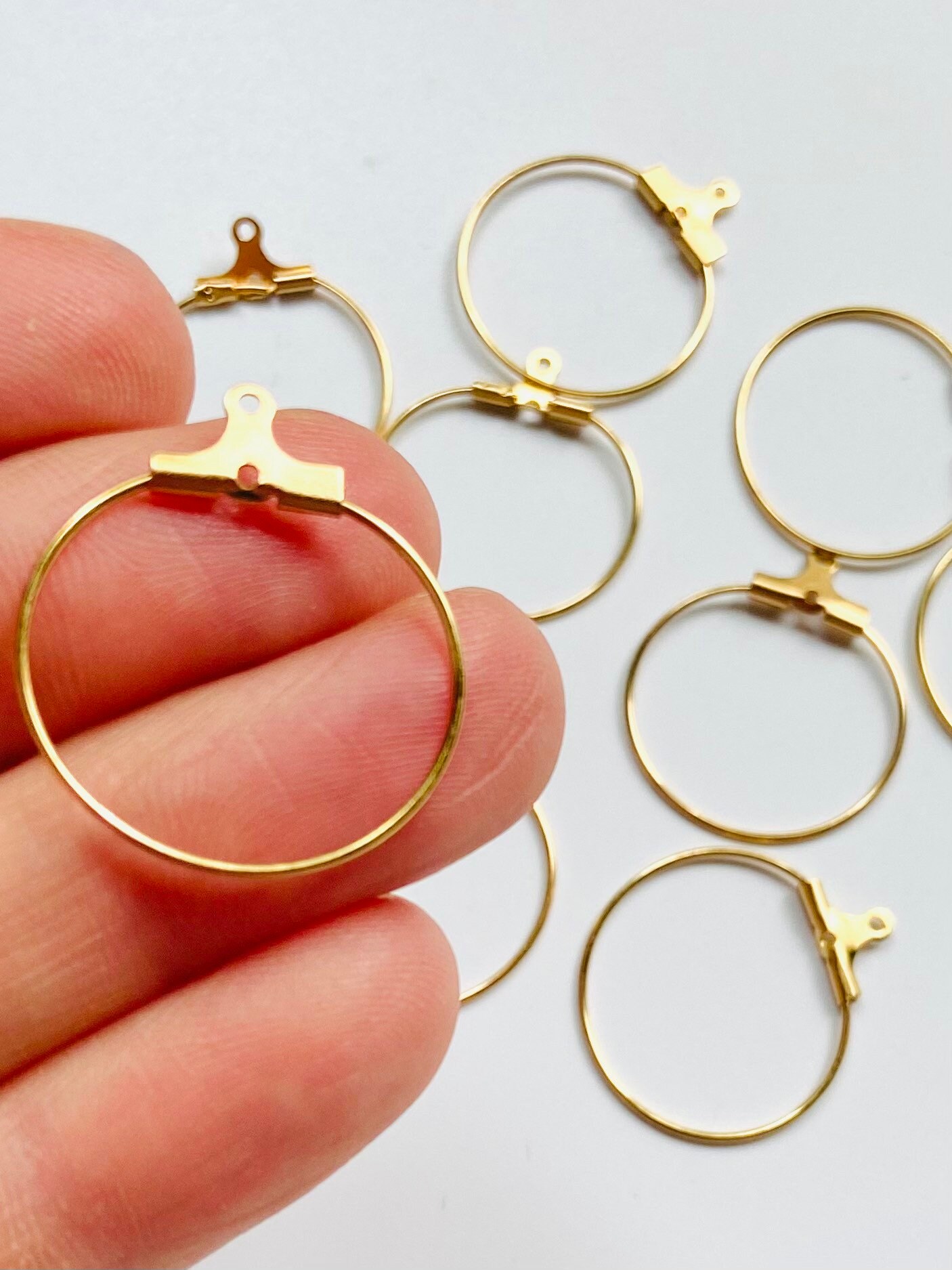 12pcs 18k Gold Stainless Steel Earrings Ear Wires Findings Beads ...