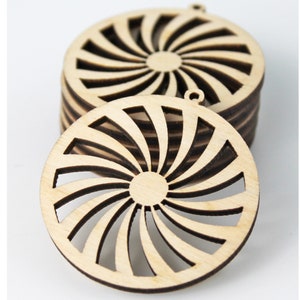 BULK (12pc to 100pc) Unfinished Wood Pinwheel Psychedelic Twirl Circle ...