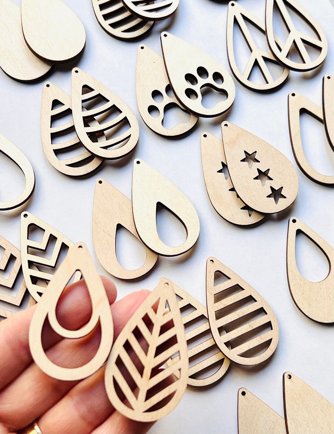 Teardrop Wood Earring Blanks: 18 Pairs, 2" Laser Cut Dangles - Etsy