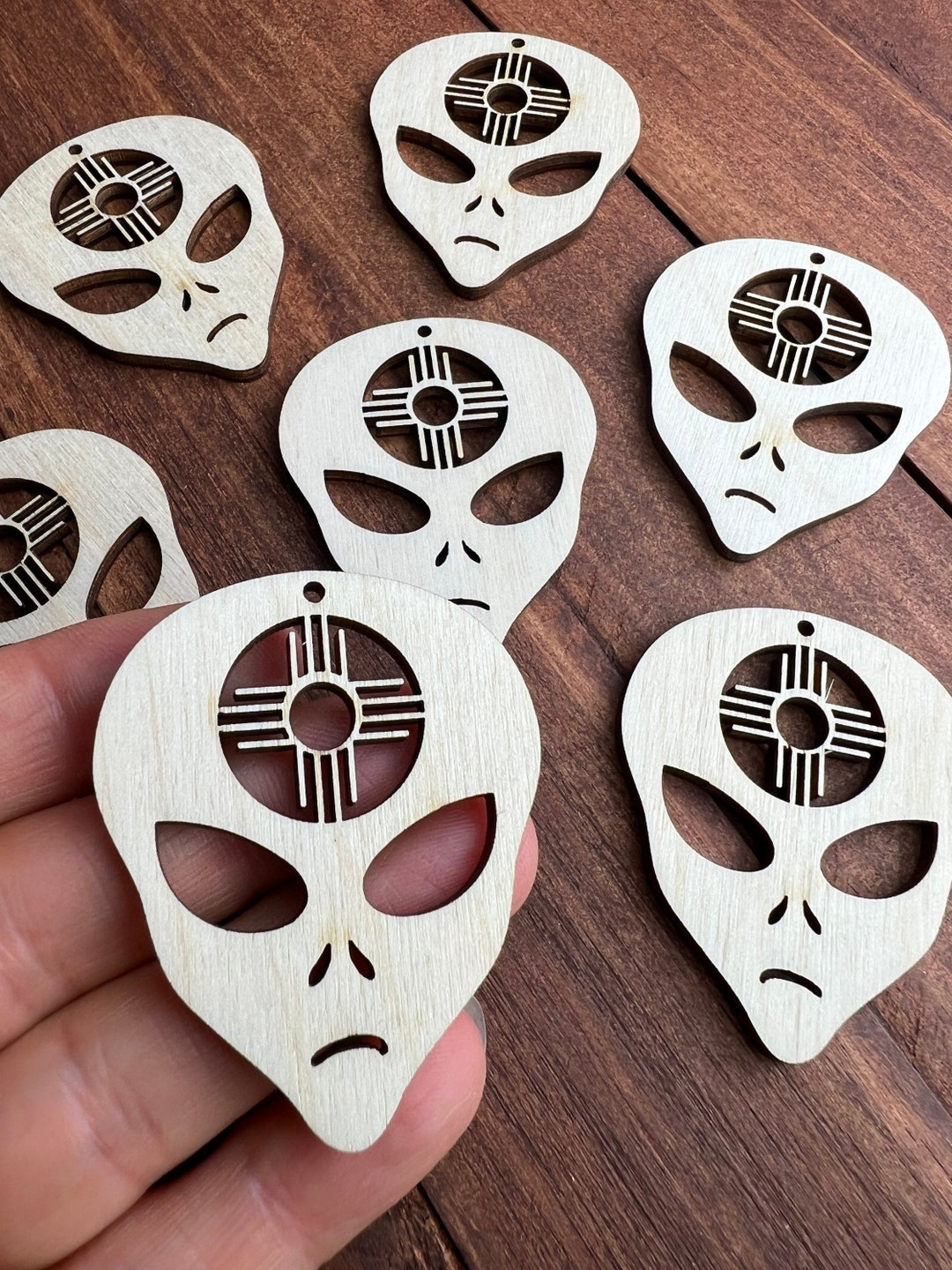 12pc to 24pc Unfinished Wood Alien Zia Sign New Mexico Sun Symbol ...