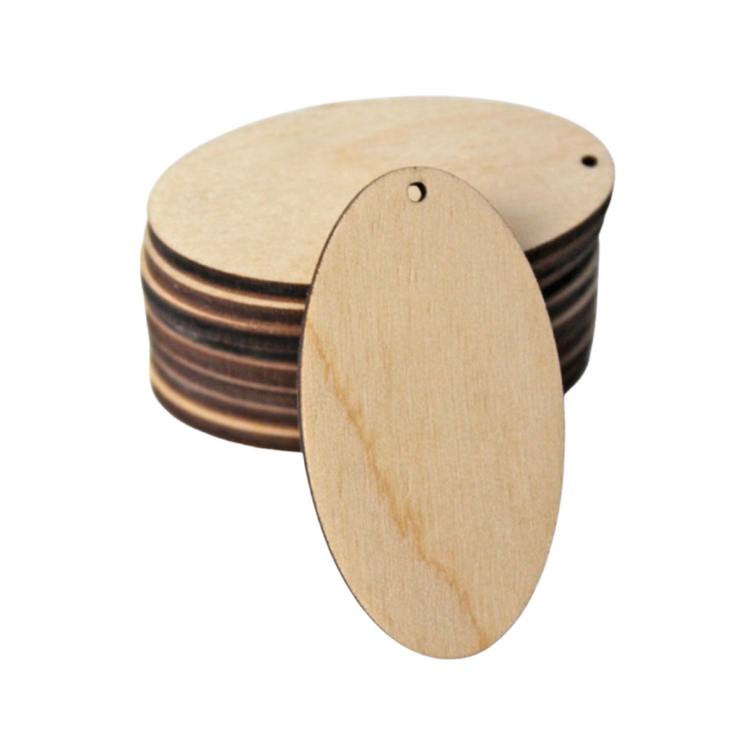 ALL SIZES BULK (12pc to 100pc) Unfinished Wood Laser Cutout Solid Oval ...
