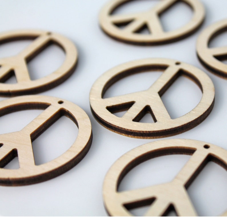 BULK 12pc to 100pc Unfinished Wood Circle Peace Sign Cutout - Etsy