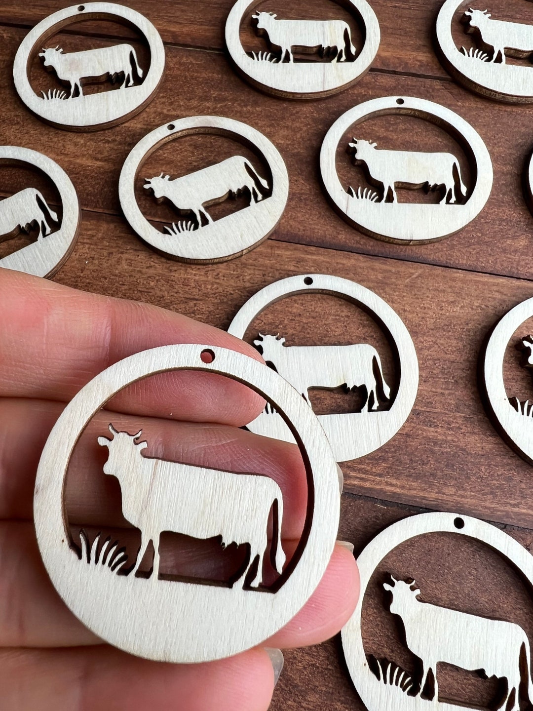 Unfinished Wood Laser Cow Cutout Hoop Hoops Earring Jewelry Blanks ...
