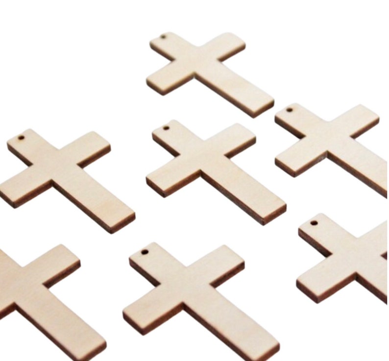 ALL SIZES BULK (12pc to 100pc) Unfinished Wood Laser Cutout Solid Cross ...