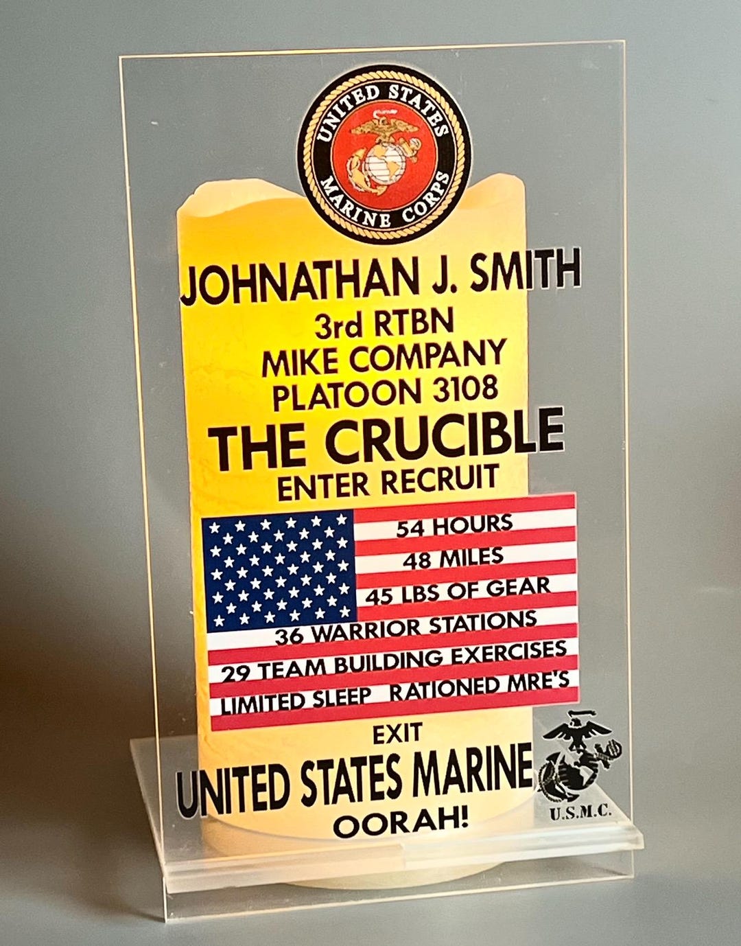 Ships Fast From Texas! Personalized Marine Crucible and Optional Prayer ...