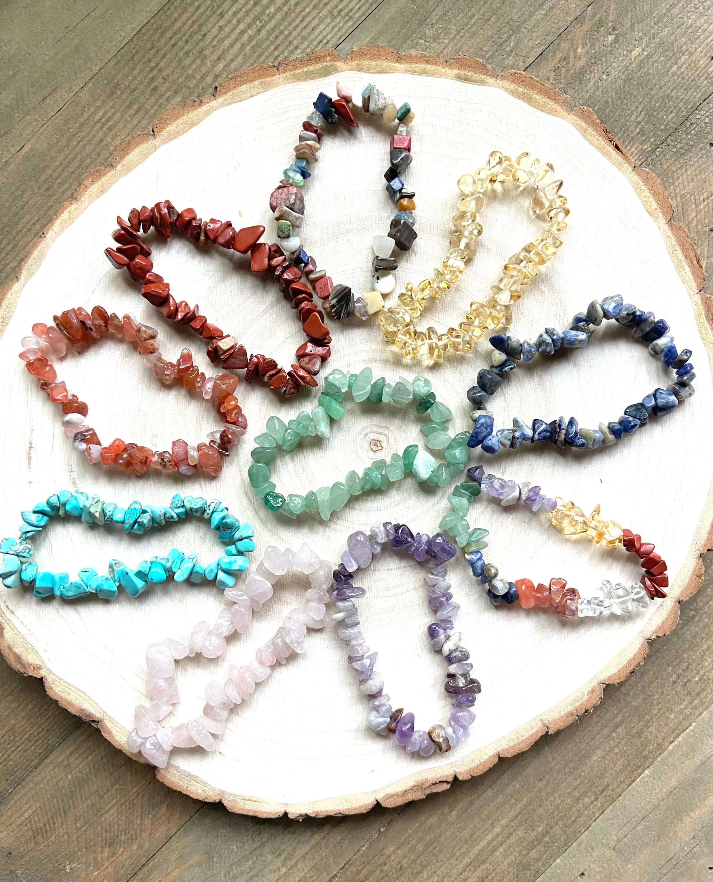 Set 10 Chip Nugget Irregular Shape Gemstone Beads Beaded Stretch ...