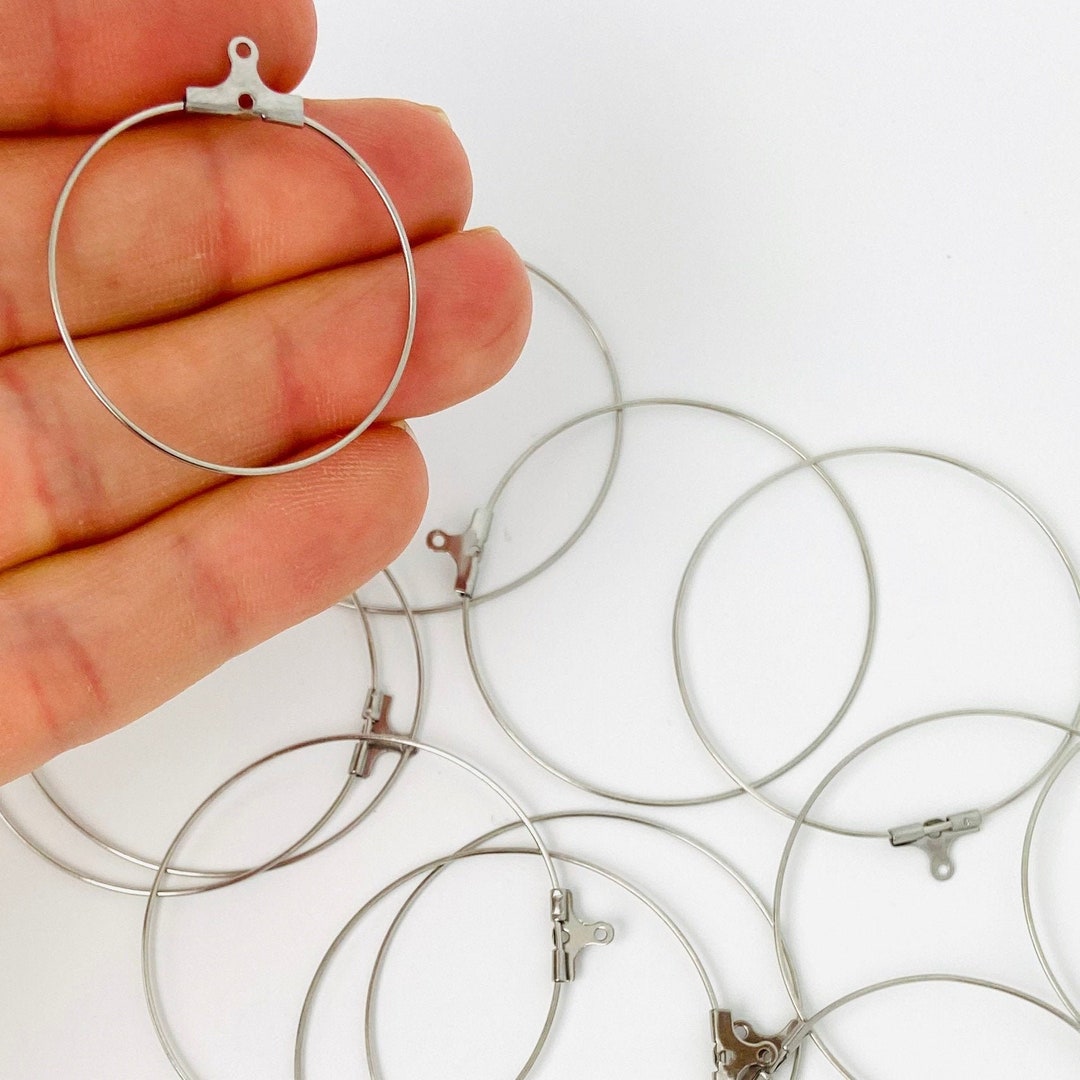 12pcs Silver Stainless Steel Earrings Ear Wires Findings Beads Beading ...