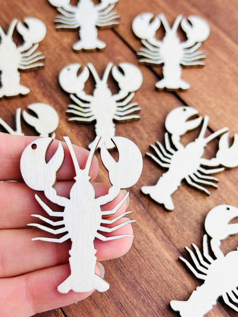 12pc or 24pc Unfinished Wood Lobster Cutout Earrings Ornaments - Etsy