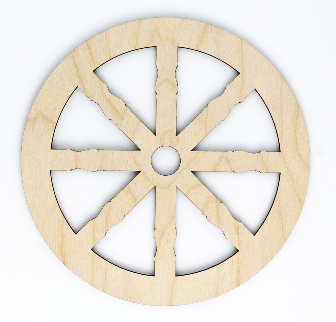 Colonial Style Wagon Wheel Unfinished Wood Laser Cut Out Cutout Shape ...