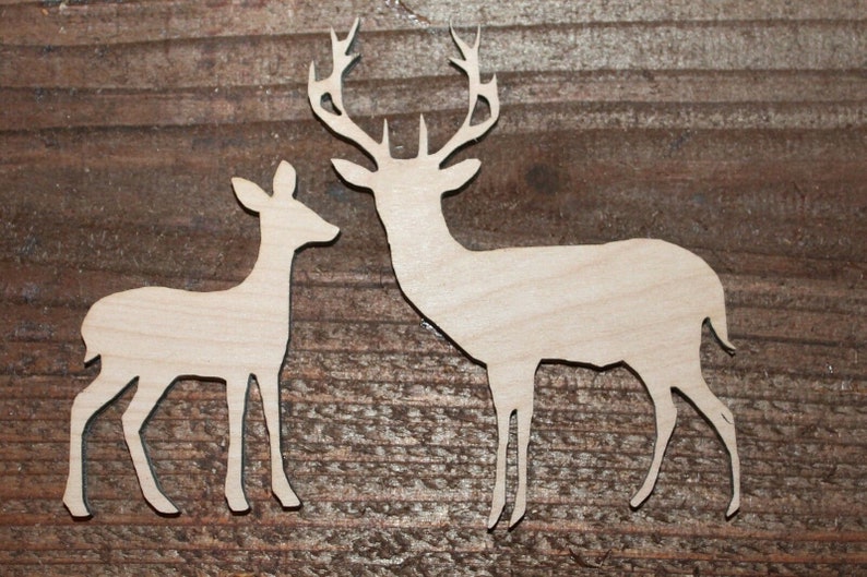 SET of Deer Buck Doe Unfinished Wood Cutout Cut Out Shapes | Etsy