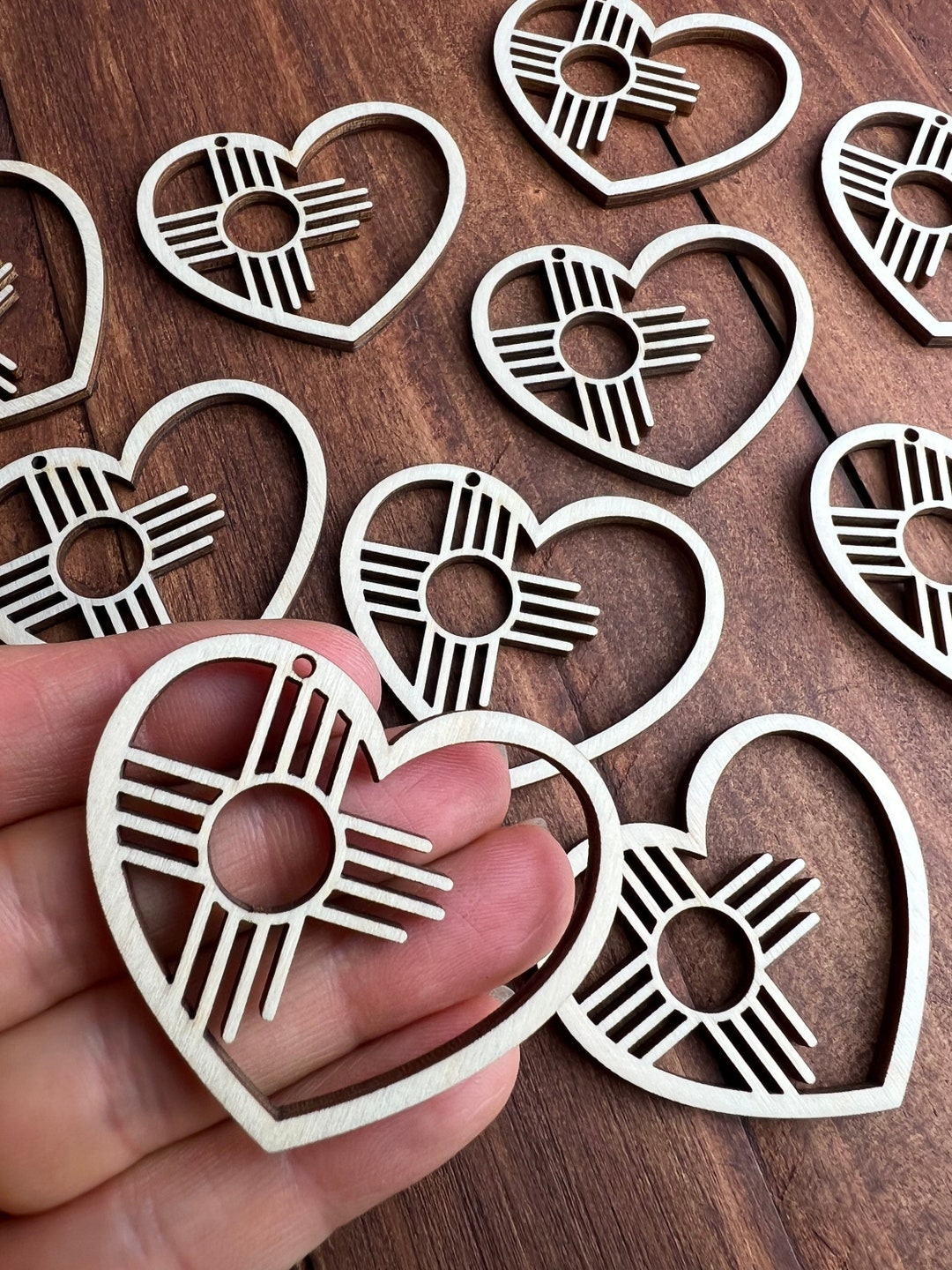 12pc to 24pc Unfinished Wood Heart Zia Sign New Mexico Sun Symbol ...