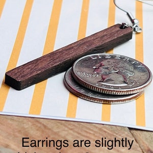 Handmade Walnut Wood Wooden Bar Rectangle Matchstick Earrings Pair - Etsy