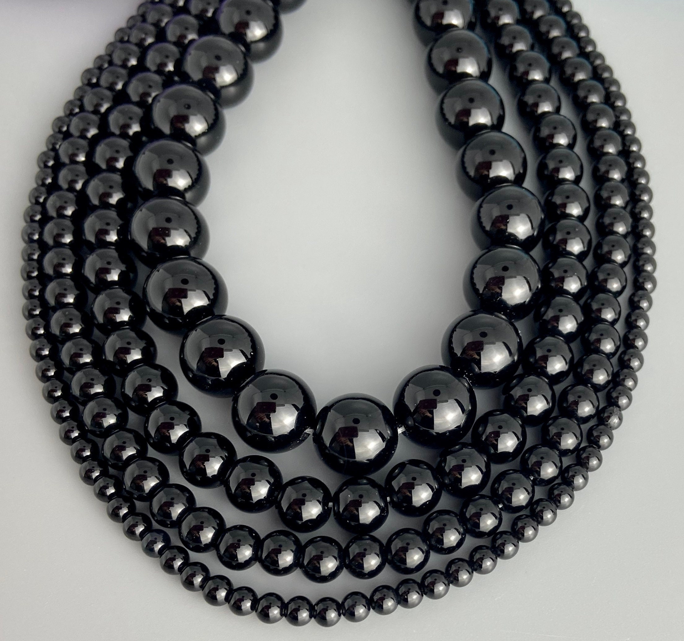 ALL SIZE & QTY Shiny Black Onyx Bead Strands 4mm 6mm 8mm 10mm | Etsy