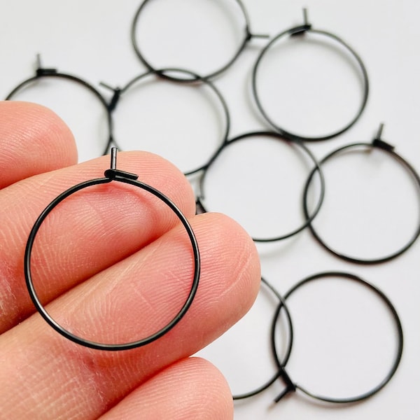 Black Hoop Earrings - Etsy