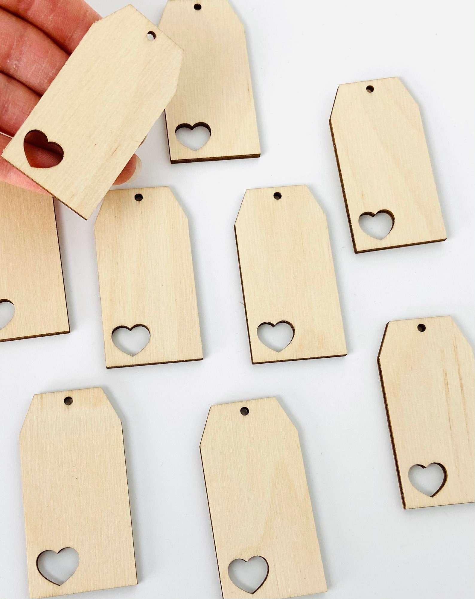 6-pack Heart Cutout Tags With/without Holes Unfinished Wood - Etsy