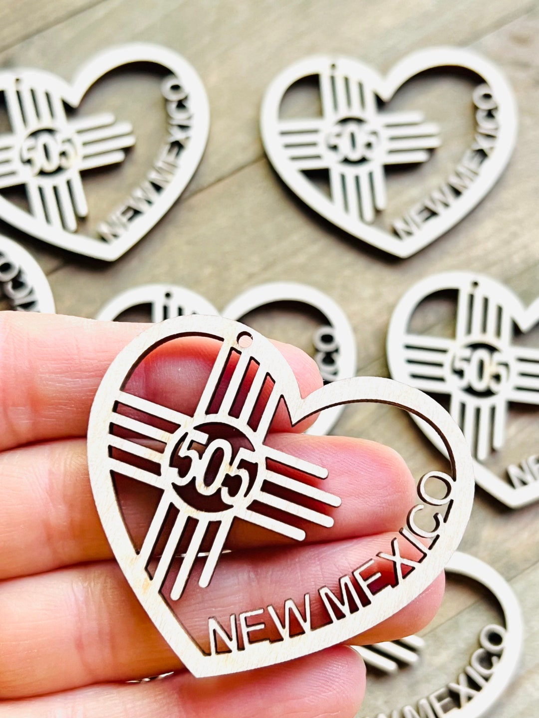 Unfinished Wood 505 Heart Zia New Mexico State Sun Symbol Cross Hanging ...