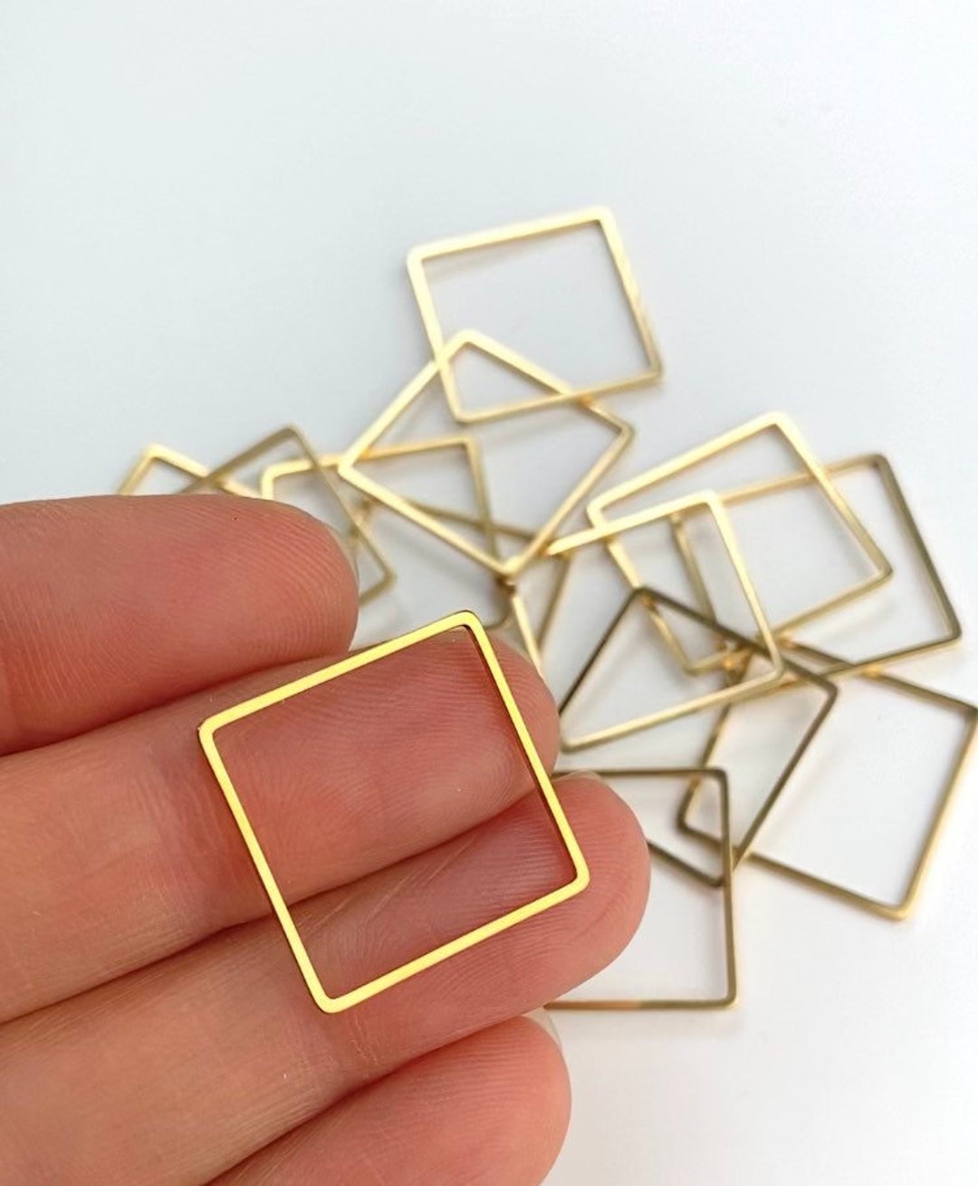 12 Stainless Steel Gold Square Squares Frame Frames Connector Links ...