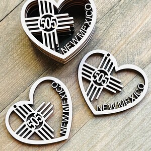 Unfinished Wood 505 Heart Zia New Mexico State Sun Symbol Cross Hanging ...