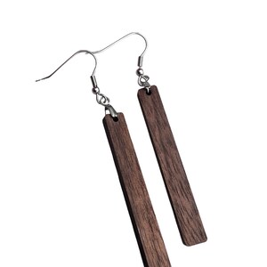 Handmade Walnut Wood Wooden Bar Rectangle Matchstick Earrings Pair - Etsy