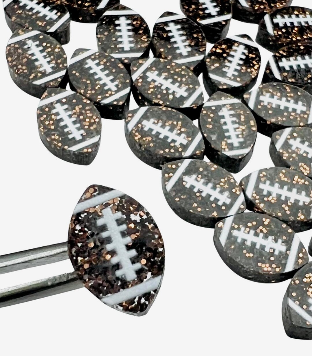 Brown Glitter Acrylic Football Earring Stud Blanks, DIY Jewelry Making ...