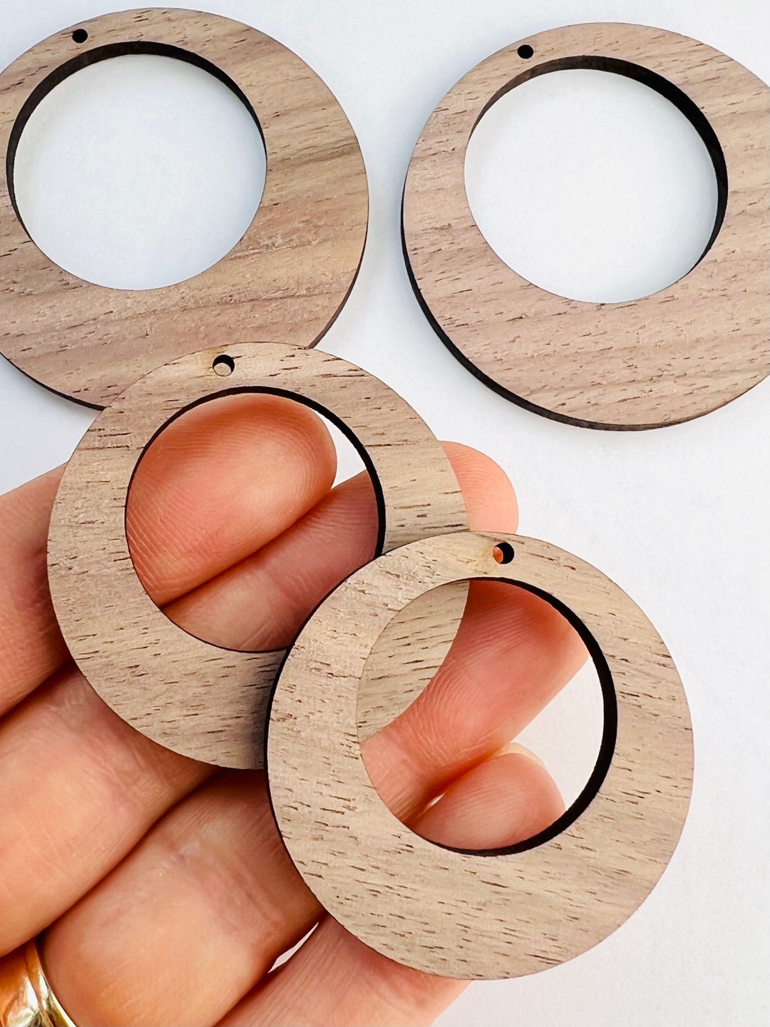 Walnut Wood Wooden Hoops With Cutouts for Earring Making - Etsy