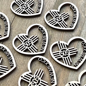 Unfinished Wood 505 Heart Zia New Mexico State Sun Symbol Cross Hanging ...