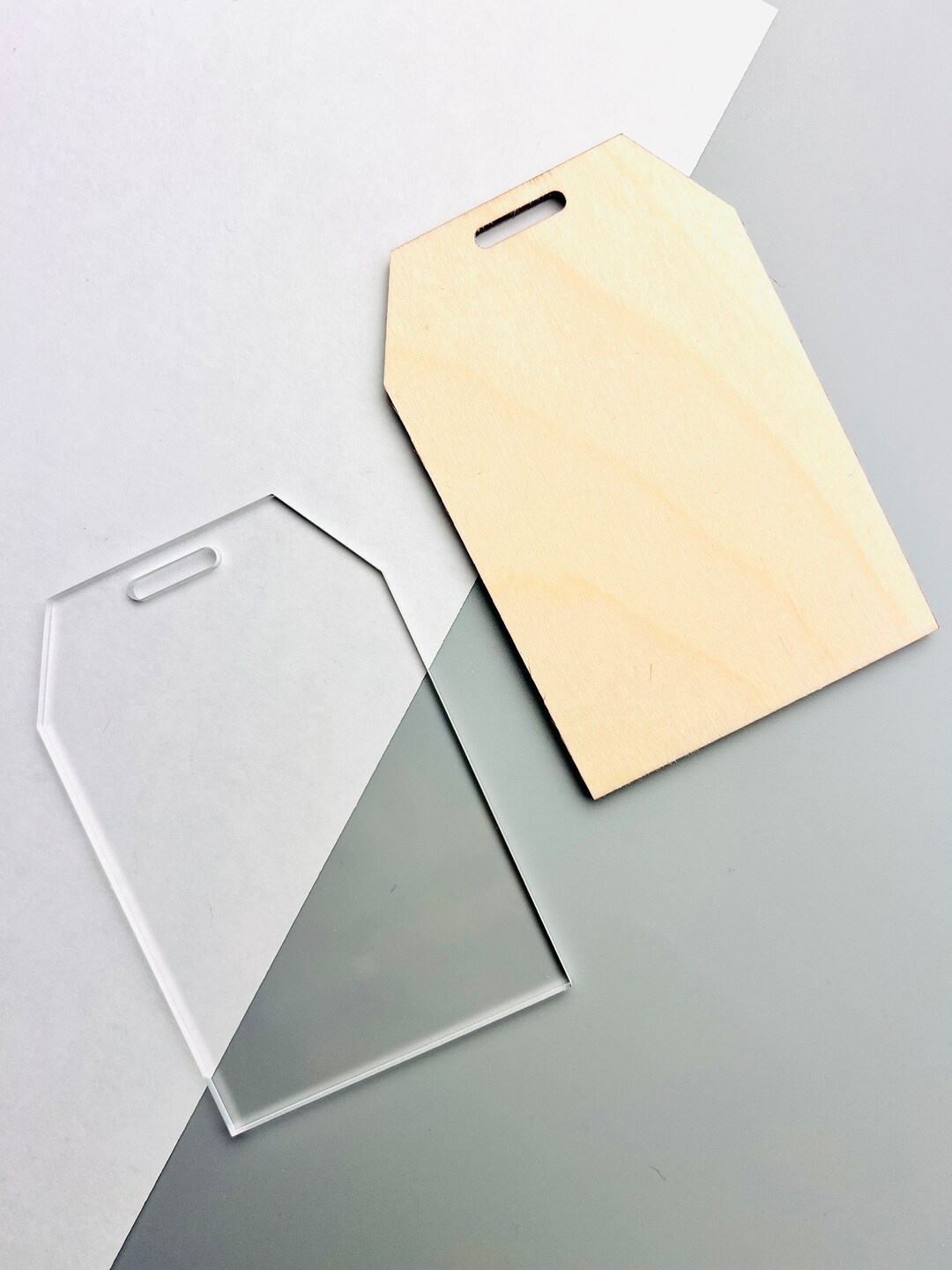 12-pack TAGS With/without Holes Unfinished Wood or Clear Acrylic DIY ...