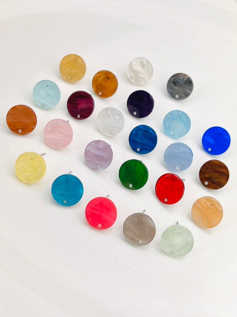 12 Acrylic Ripple Color Earring Findings, Stainless Steel Posts, 14mm ...