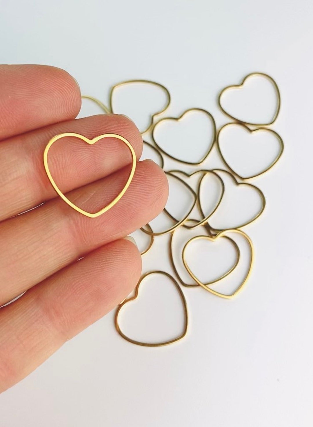 12 Stainless Steel Gold Heart Shaped Links Connectors Earring Making - Etsy