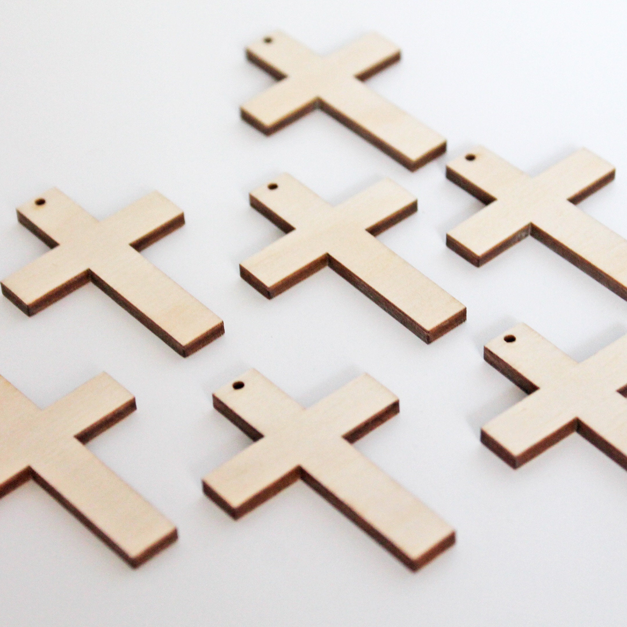 ALL SIZES BULK (12pc to 100pc) Unfinished Wood Laser Cutout Solid Cross ...