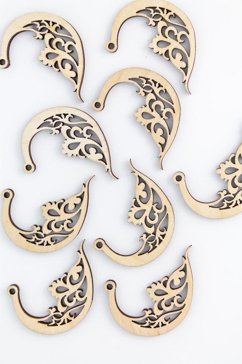 BULK 12pc to 100pc Unfinished Wood Moon Scroll Cutout Dangle - Etsy