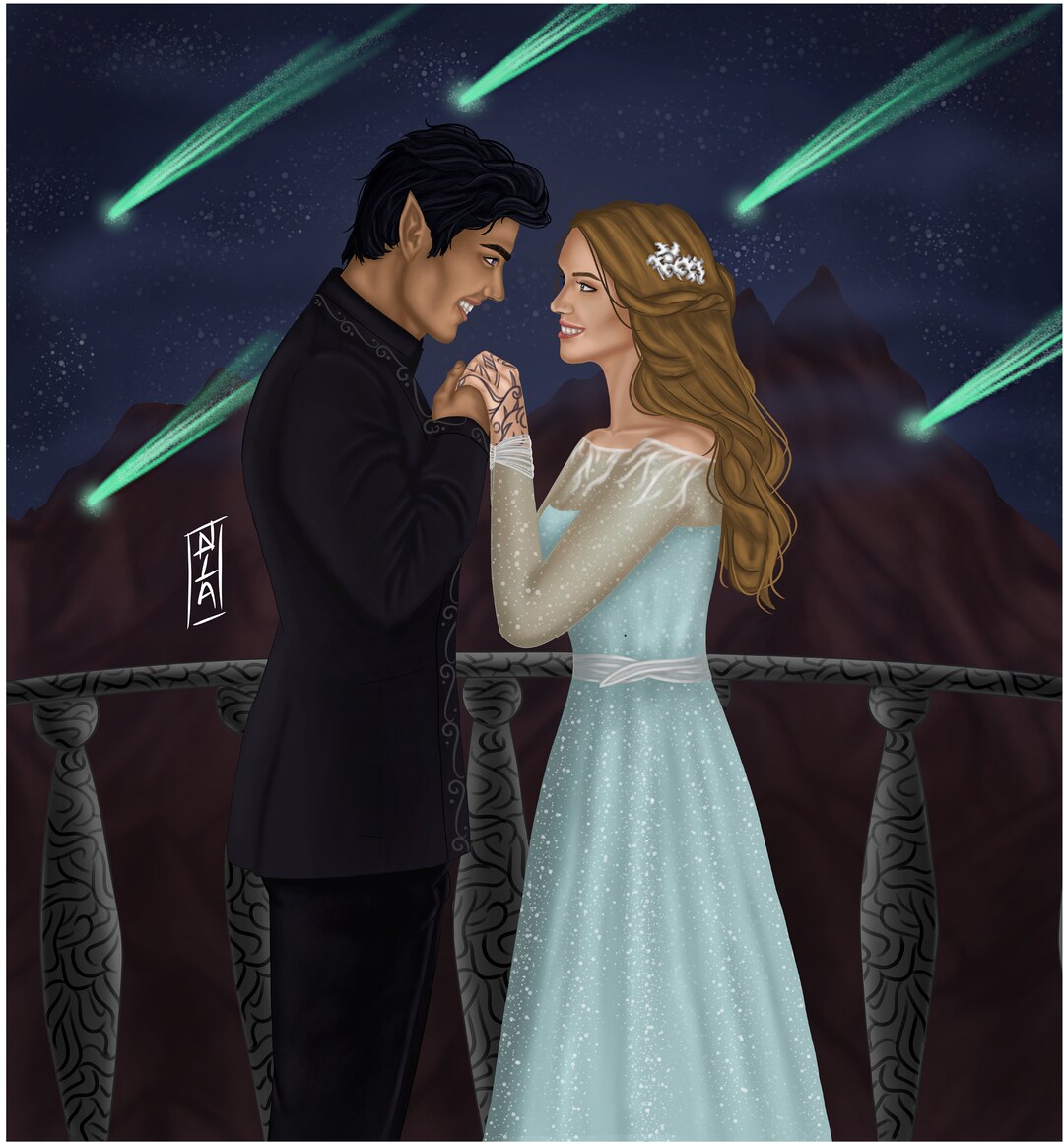 5x7 Art Print Feyre and Rhysand Starfall A Court of Thorns and Roses ACOTAR Book Character Art ...
