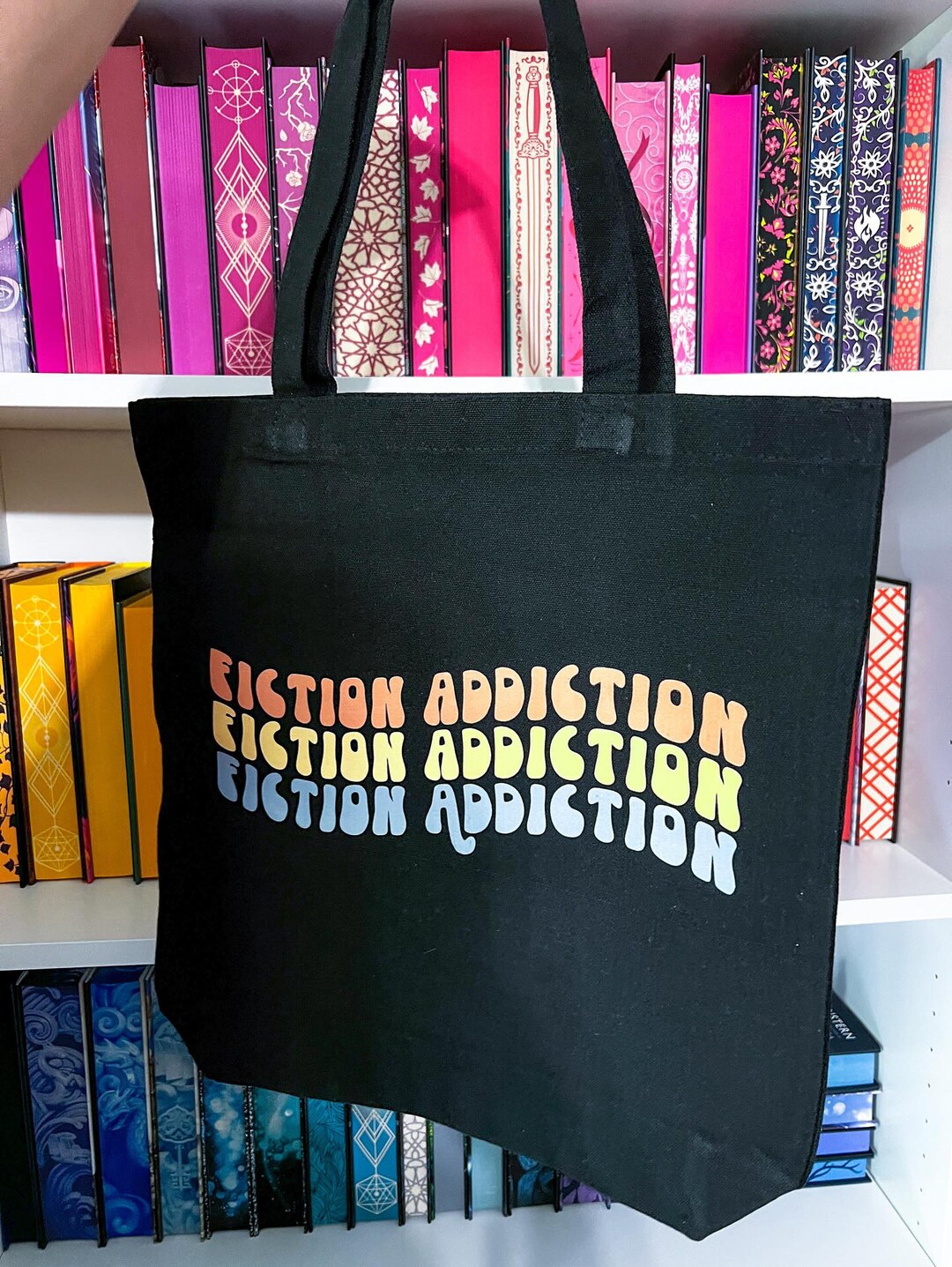 Fiction Addiction Tote Bag Gusset Bottom Reader Gifts for Book Lover ...