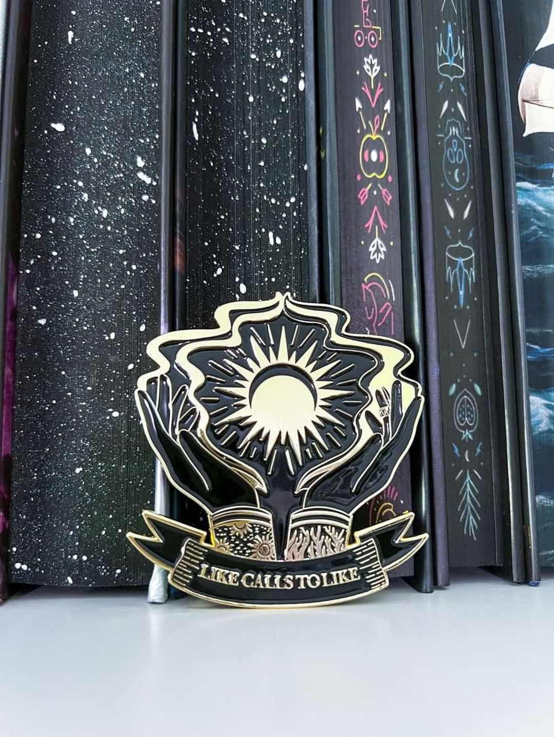 Light and Dark Black and Gold Enamel Pin - Etsy